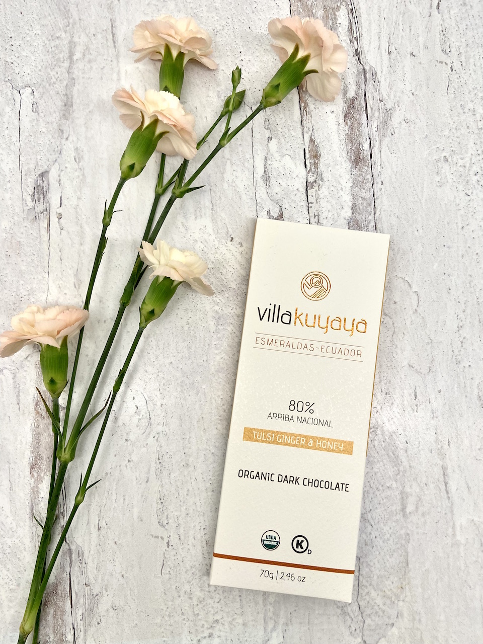 VillaKuyaya Tulsi Ginger & Honey 80% Dark Chocolate • The Chocolate ...