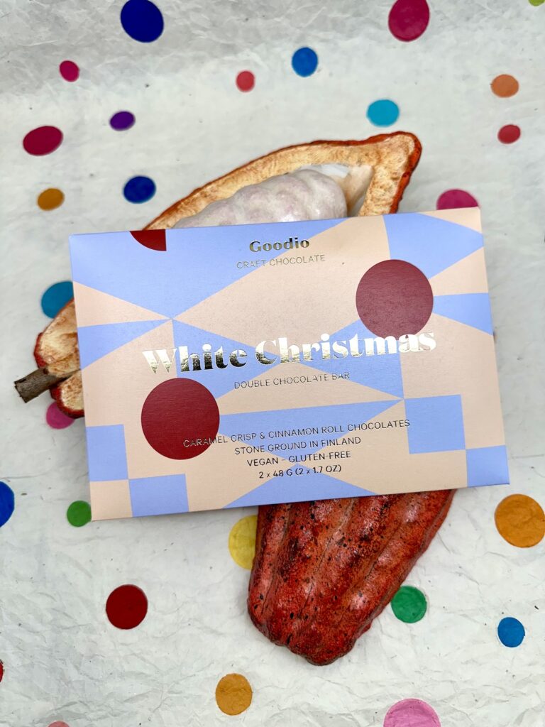Goodio White Christmas Vegan Double chocolate Bar • The Chocolate House DC